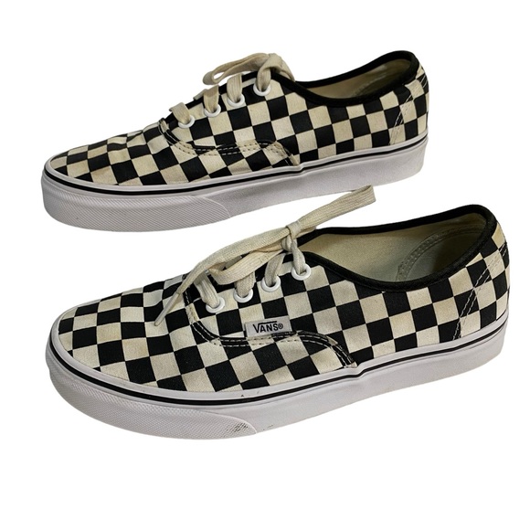 Vans | Shoes | Vans Sneakers Canvas Laceup Black White Checkered Size 7 ...